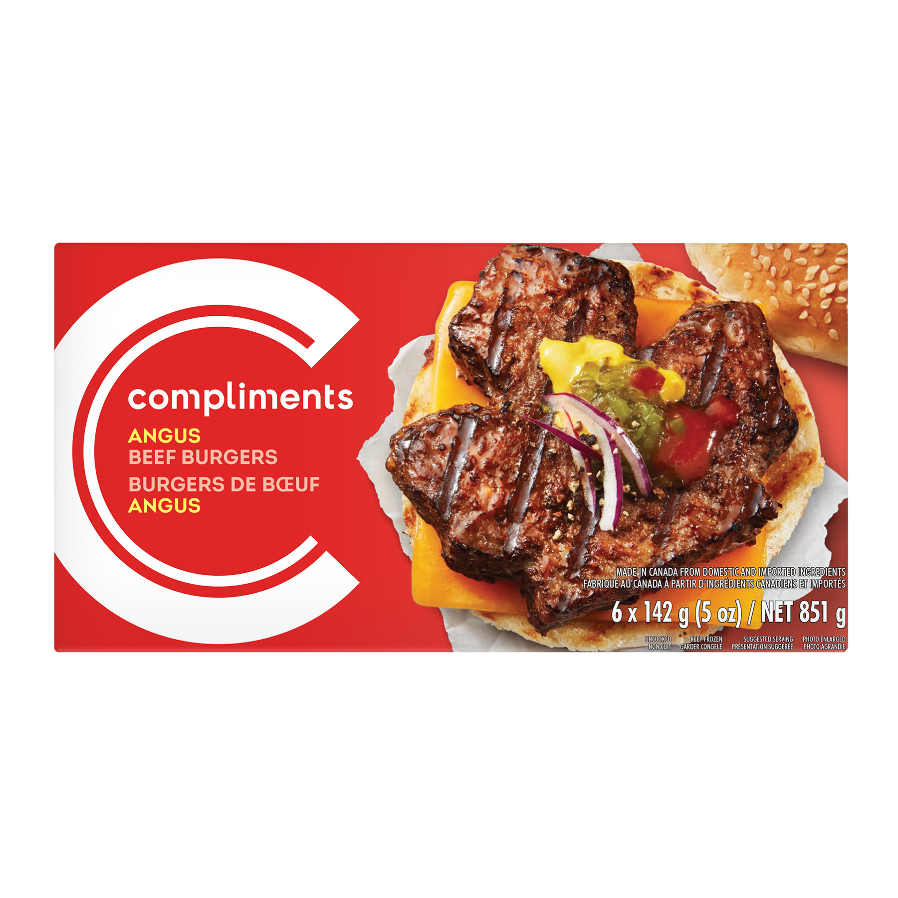 Maple Leaf Angus Beef Burgers 6 Patties 851 g | Compliments.ca