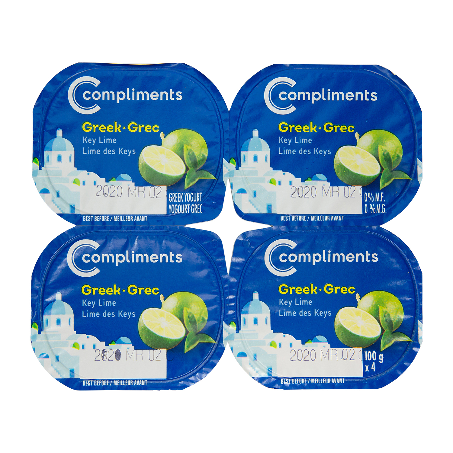 0% Greek Yogurt Key Lime 4 x 100 g | Compliments.ca