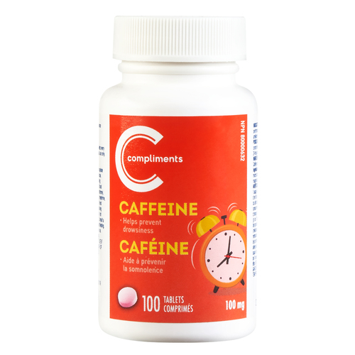 Caffeine Tablets 100 ea | Compliments.ca