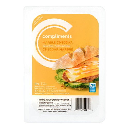 Cheese Slices Marble Cheddar 160 g | Compliments.ca