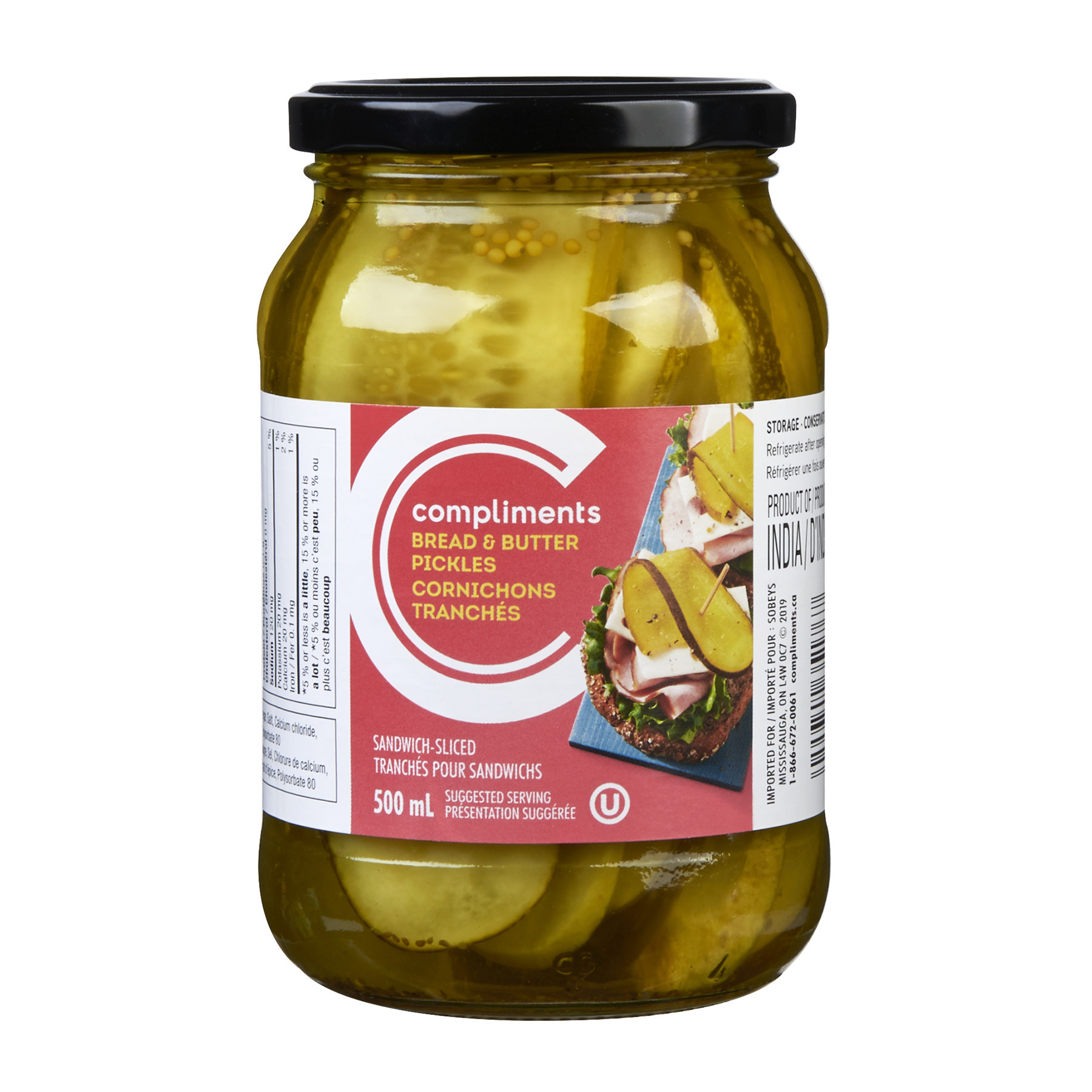 Cornichons tranchés pour sandwich, 500 ml | Compliments.ca
