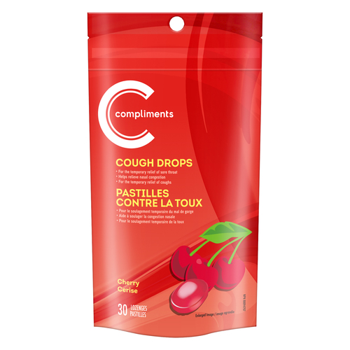 Cough Drops Cherry 30 ea | Compliments.ca