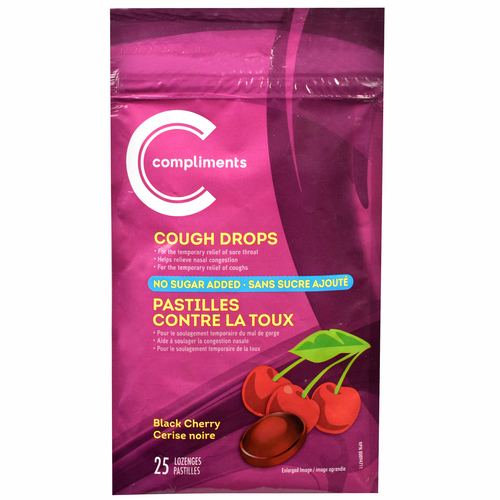 Cough Lozenge No Sugar Added Black Cherry 25 EA | Compliments.ca