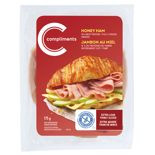 Extra Lean Honey Ham Sliced Meat 175 g | Compliments.ca