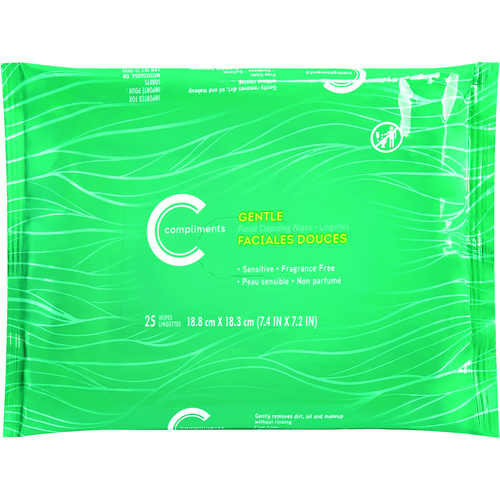 Facial Cleansing Gentle Wipes 25 EA | Compliments.ca