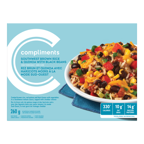 Frozen Entree Southwest Rice Beans Quinoa 260 g | Compliments.ca