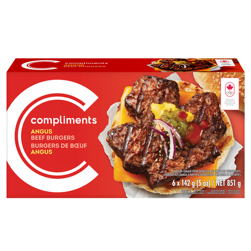 Maple Leaf Angus Beef Burgers 6 Patties 851 g | Compliments.ca