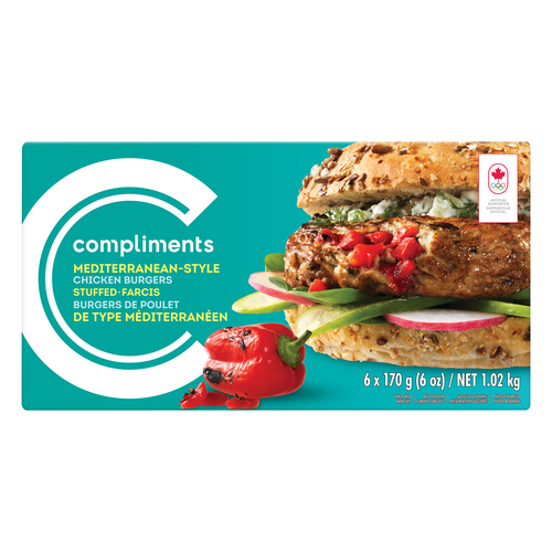 Mediterranean Style Stuffed Chicken Buger 1.02 kg | Compliments.ca