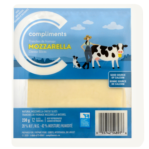 Mozzarella Cheese Slices 230 g | Compliments.ca