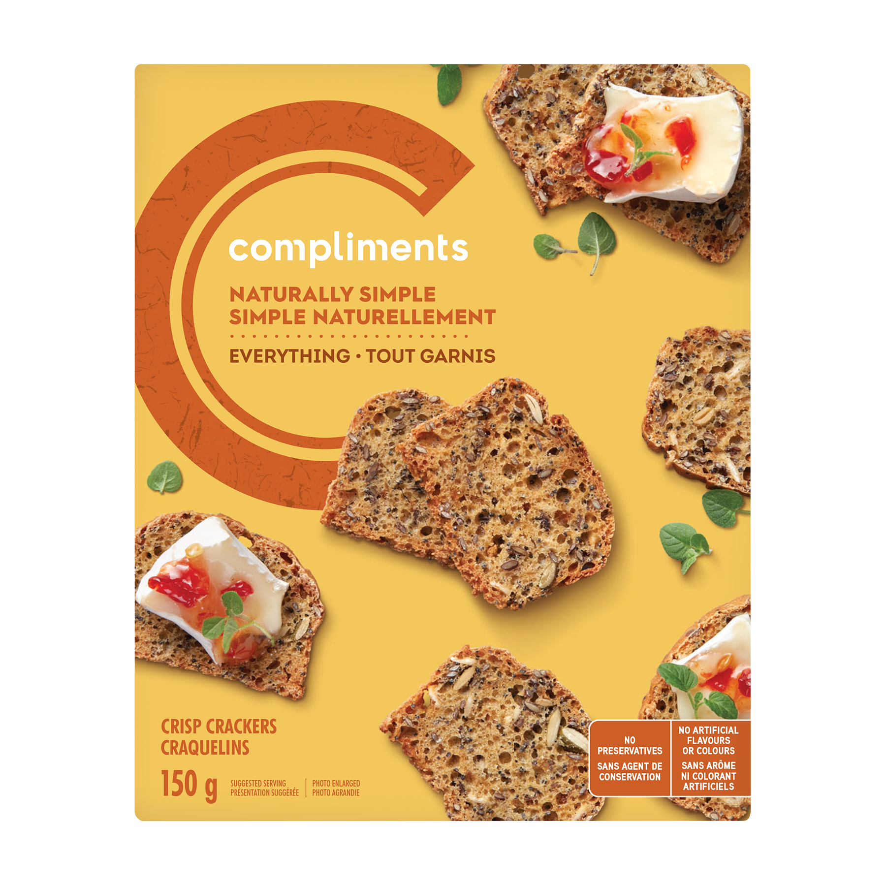 Naturally Simple Crisp Crackers Everything Flavour 150 g | Compliments.ca