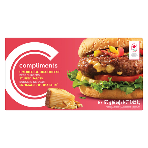 Smoked Gouda Stuffed Beef Burger 1.02 kg | Compliments.ca