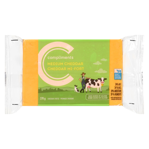 Cheese Cheddar Medium 270 g | Compliments.ca