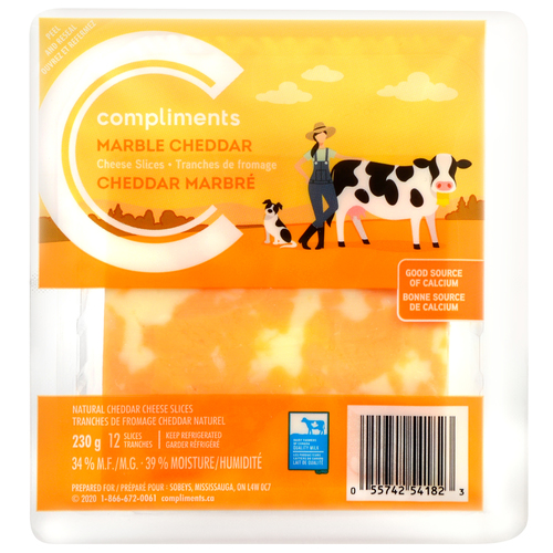 Marble Cheddar Cheese Slices 230 g | Compliments.ca