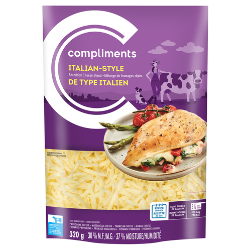 Shredded Italian Style Cheese 320 g | Compliments.ca