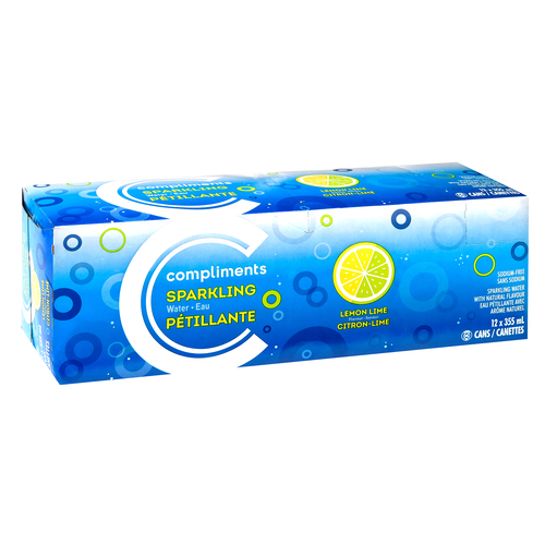 Sparkling Water Lemon Lime 12 x 355 ml | Compliments.ca