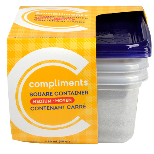 Square Medium Containers 3 EA | Compliments.ca