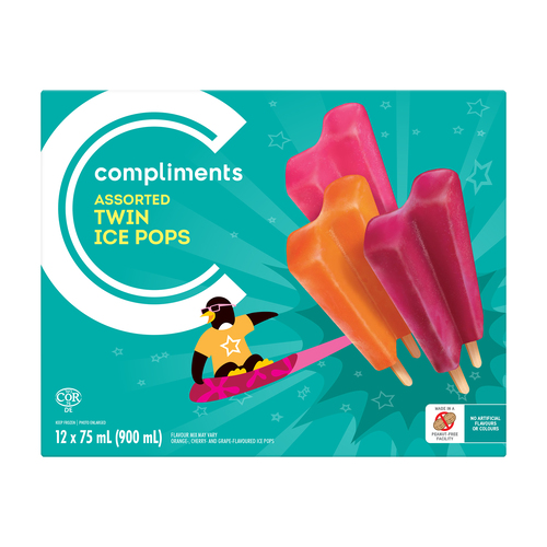 Twin Assorted Ice Pops 12 x 75 ml | Compliments.ca