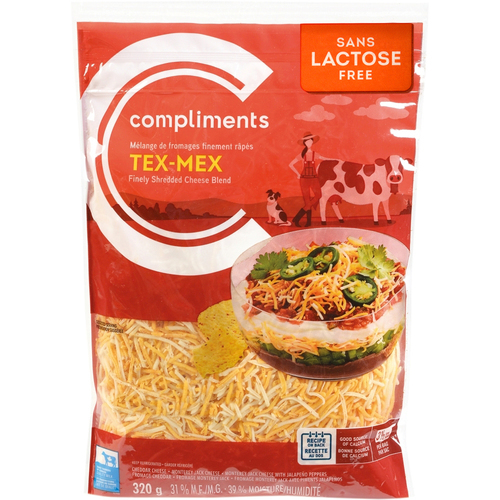 Lactose-Free Tex-Mex Shredded Cheese 320 g | Compliments.ca