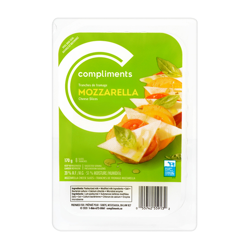 Mozzarella Cheese Slices 170 g | Compliments.ca