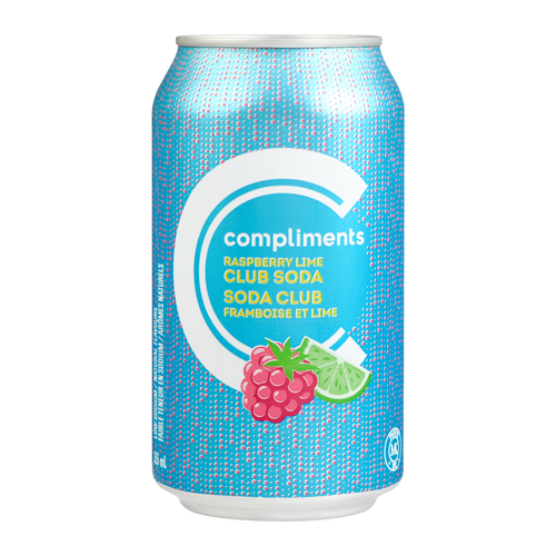 Raspberry Lime Club Soda Soft Drink 355 ml | Compliments.ca