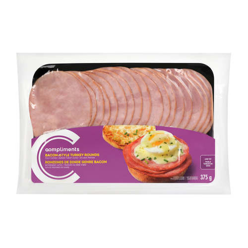 Turkey Rounds Bacon Style 375 g | Compliments.ca