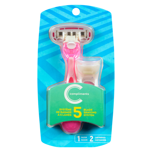 Women’s Five Blade System Razor + 2 Cartridges | Compliments.ca