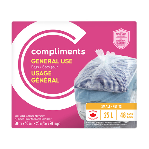 Grip N Tie Clear Scented Garbage Bags Regular 25 L 48 EA | Compliments.ca