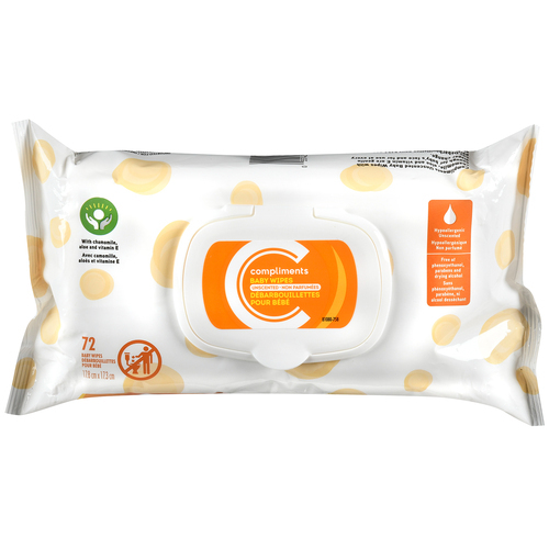 Baby Wipes Unscented 72 Pack | Compliments.ca