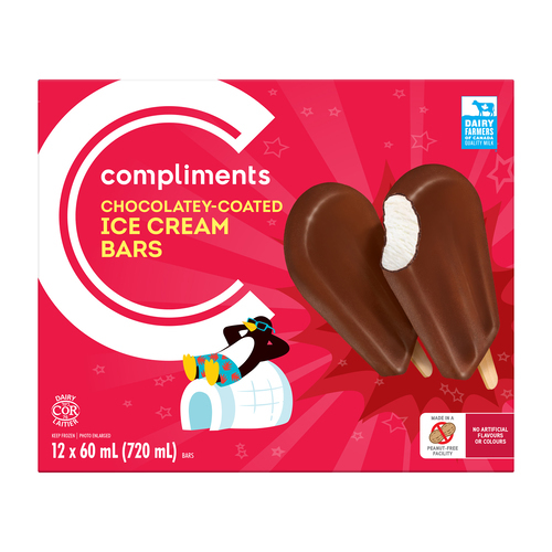 Chocolate Coated Ice Cream Bars 12 x 60 ml | Compliments.ca