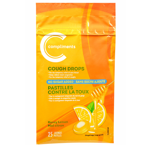 Cough Drops Honey Lemon 25 Lozenges | Compliments.ca