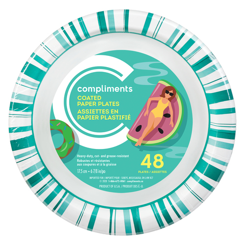 Decorated Paper Plates 7 Inch 48 Pack | Compliments.ca