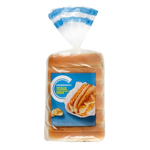 Hot Dog Top Sliced Buns 12 Pack 540 g | Compliments.ca