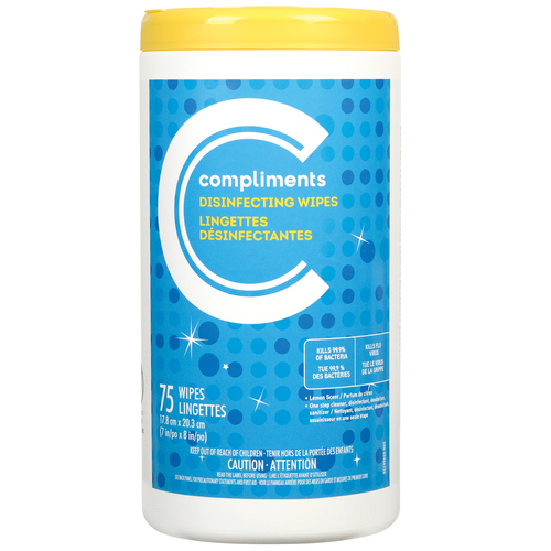 Lemon Disinfecting Wipes 75 Wipes | Compliments.ca