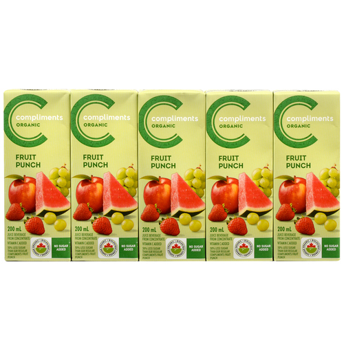 Organic Juice Fruit Punch 10 x 200 ml | Compliments.ca