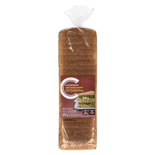 Sandwich Bread 100% Whole Wheat 675 g | Compliments.ca