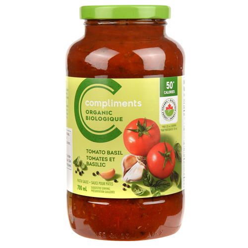 Sauce Organic Tomato & Basil 700 ml | Compliments.ca