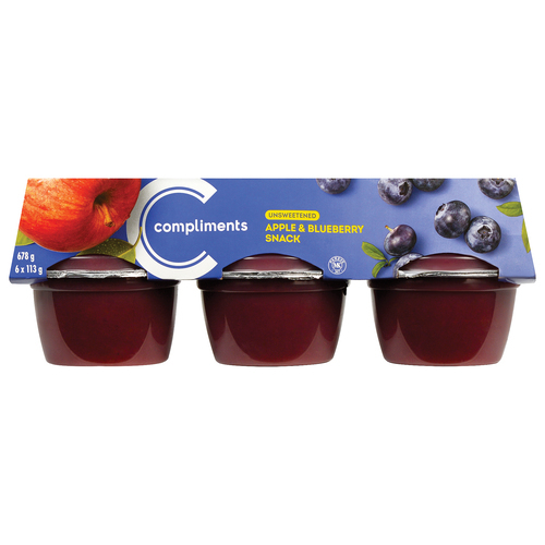Snack Cups Unsweetened Apple Blueberry 6 x 113 g | Compliments.ca