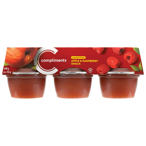 Unsweetened Snack Cups Apple Raspberry 6 x 113 g | Compliments.ca