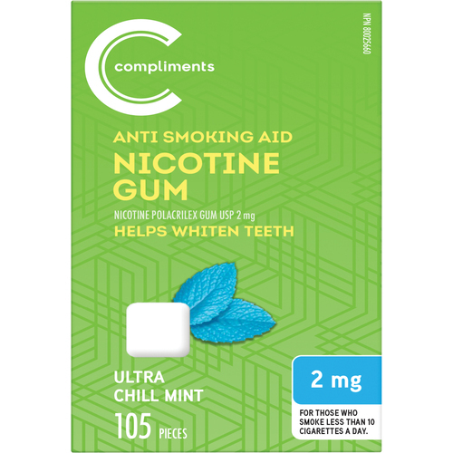 Anti Smoking Aid 2mg Nicotine Gum Chill Mint 105 EA | Compliments.ca