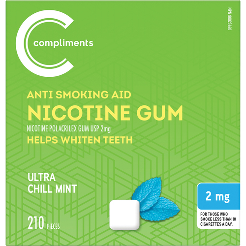 Anti Smoking Aid 2mg Nicotine Gum Chill Mint 210 EA | Compliments.ca