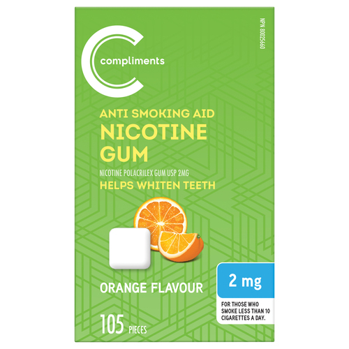 Anti Smoking Aid 2mg Nicotine Gum Orange 105 EA | Compliments.ca