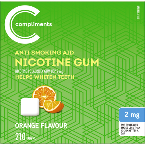 Anti Smoking Aid 2mg Nicotine Gum Orange 210 EA | Compliments.ca