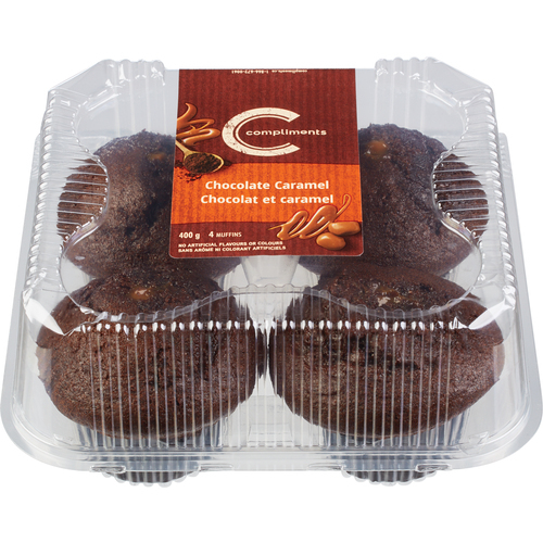 Frozen Muffins Chocolate Caramel 4 x 100 g | Compliments.ca