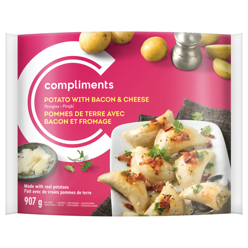 Frozen Perogies Potato With Bacon & Cheese 907 g | Compliments.ca