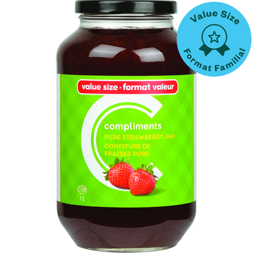 Jam Pure Strawberry 1 L | Compliments.ca