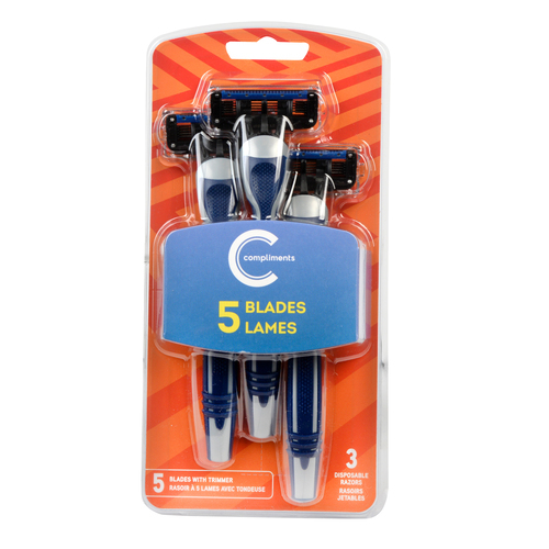 Men’s Disposable Razors 5 Blade 3 EA | Compliments.ca