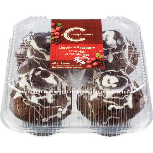 Muffin Chocolate Raspberry 4 x 100 g | Compliments.ca
