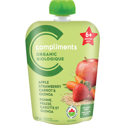 Organic Baby Food Pouch Apple Strawberry Carrot & Quinoa 128 ml ...