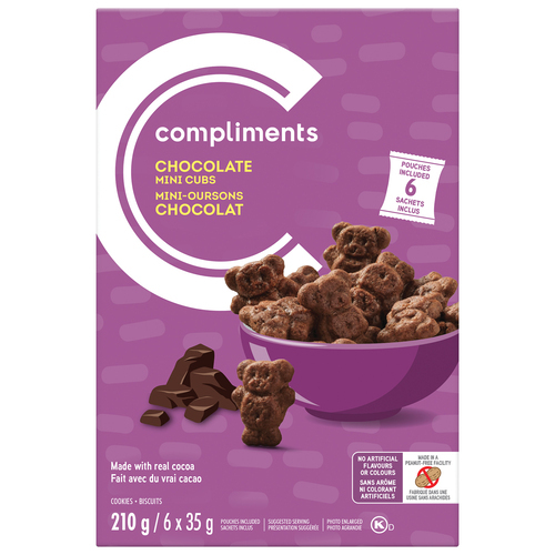 Peanut-Free Cookies Mini Cubs Chocolate 210 g | Compliments.ca