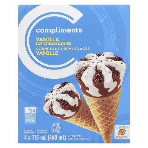 Vanilla Ice Cream Cone 4 x 115 ml | Compliments.ca